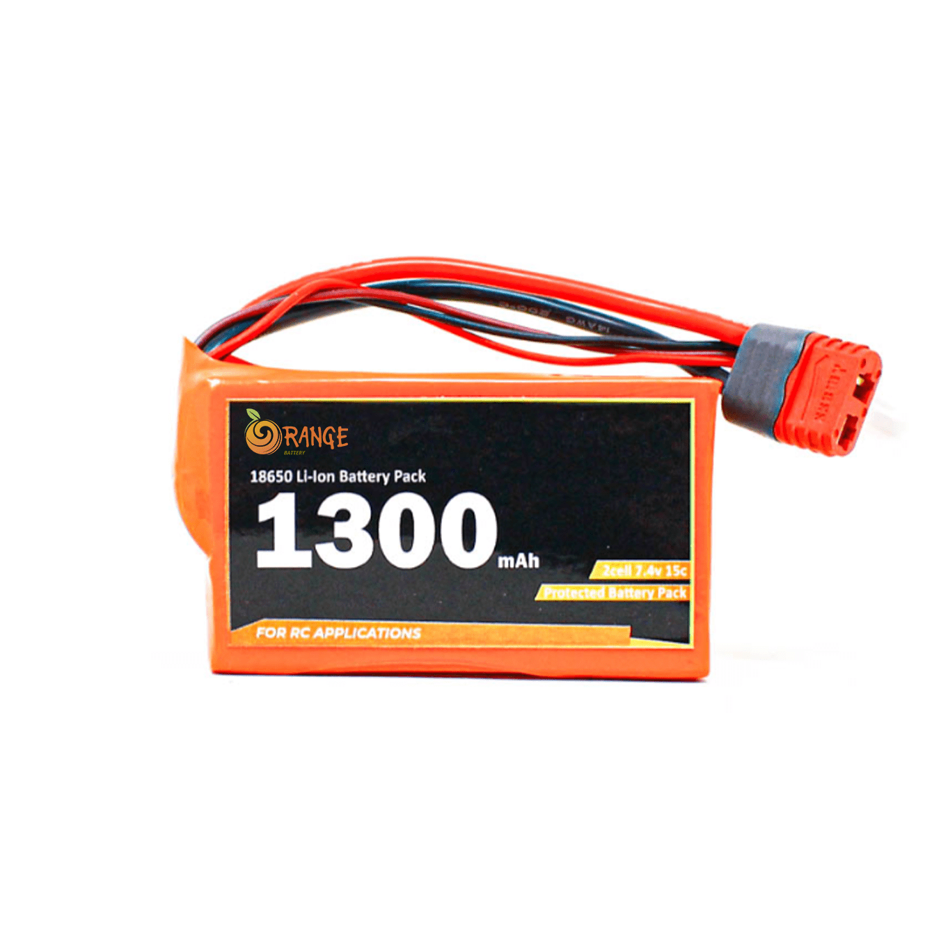 Orange ISR 18650 7.4V 1300mAh 15C 2S1P Li-Ion Battery Pack - Robo Nepal