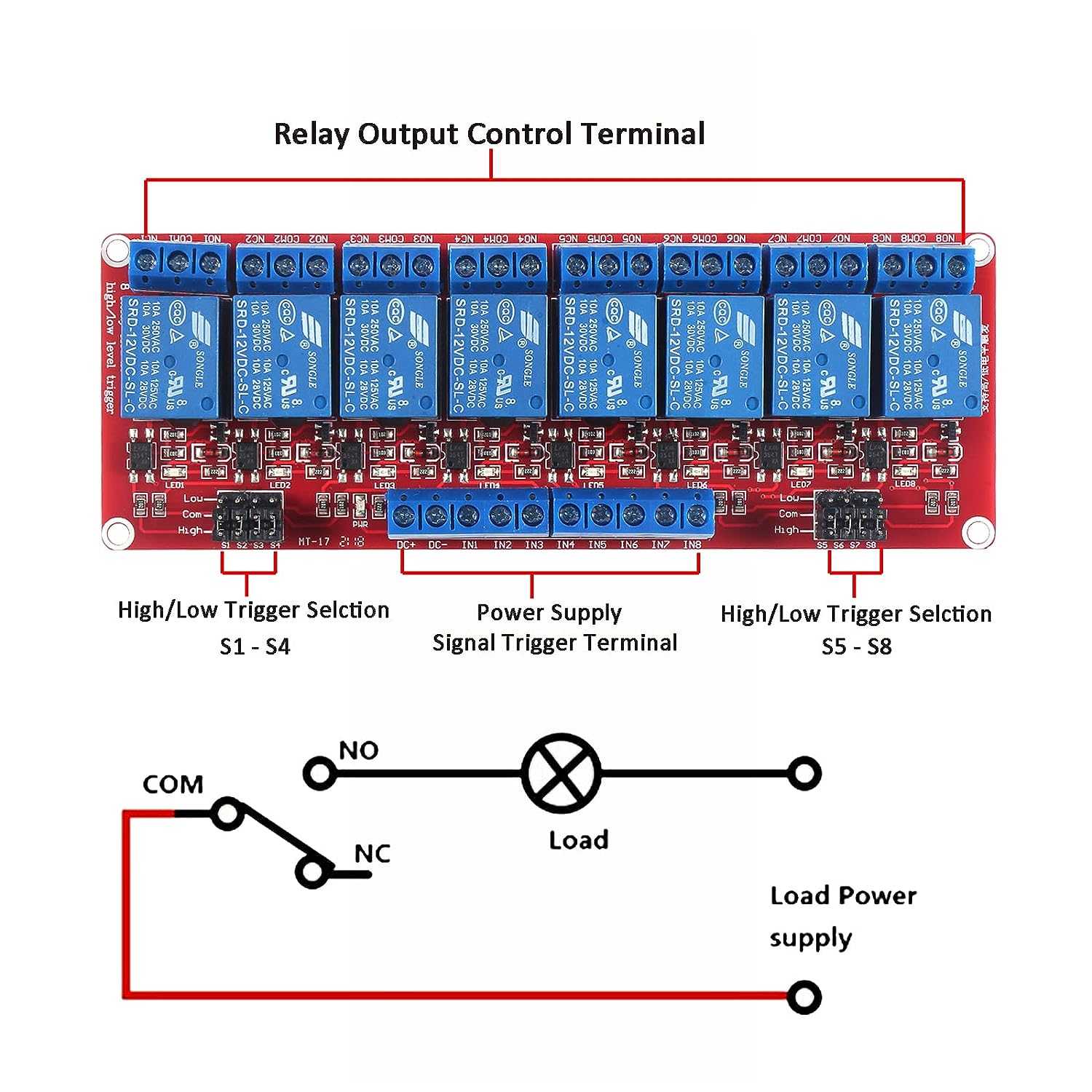 8 Channel Relay Module 12V High and Low Level Trigger Relay Module - Robo Nepal