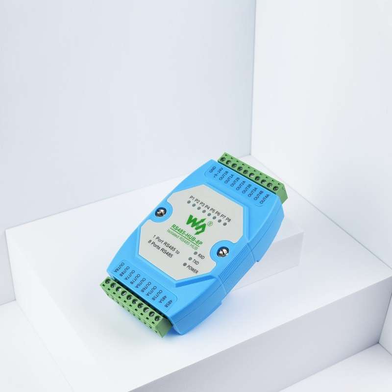Waveshare Industrial-grade Isolated 8-ch RS485 Hub, Rail-mount Support, Wide Baud Rate Range ...